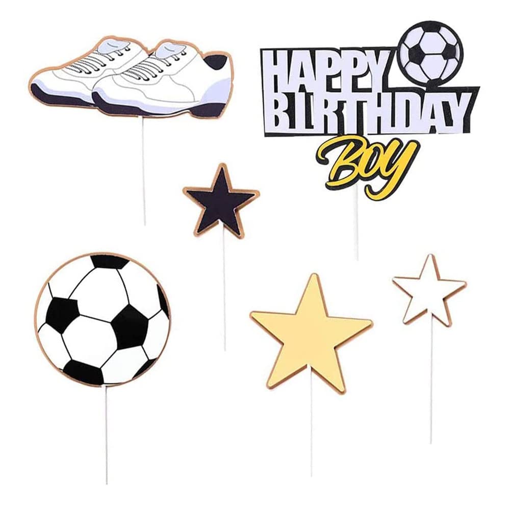 Buy 6 Pcs Set Football Cake Topper Cupcake Topper Party Personalised ...