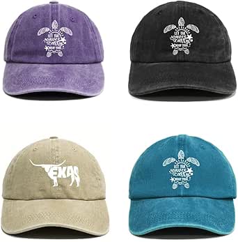 Amazon.com: 4PCS- Color Washed Denim Canvas Baseball Cap, Adjustable ...