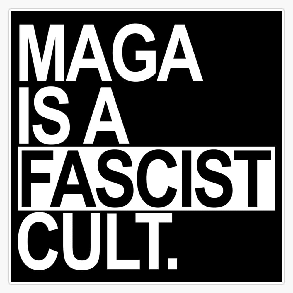 Amazon.com - Maga Is A Fascist Cult (White Box) Bumper Sticker Vinyl ...