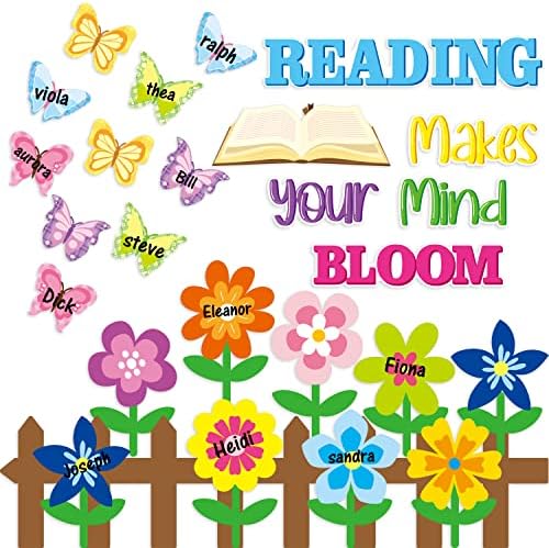 Amazon.com: Reading Makes Your Mind Bloom Classroom Bulletin Board Set ...