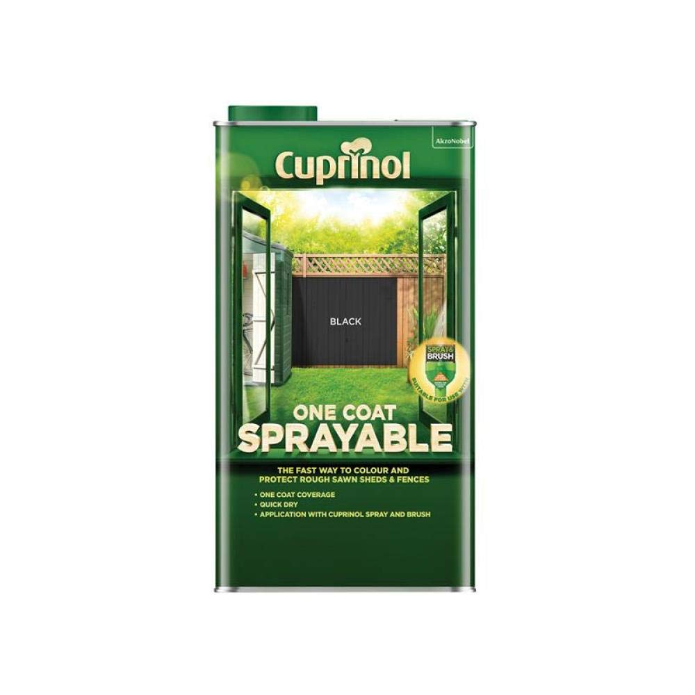 Cuprinol One Coat Sprayable Fence Treatment Black 5 Litre : Amazon.co ...