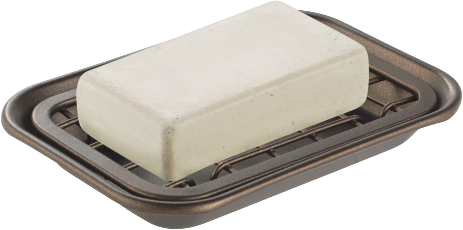 Amazon.com: mDesign Metal 2-Piece Soap Dish Tray with Drainage Grid and ...