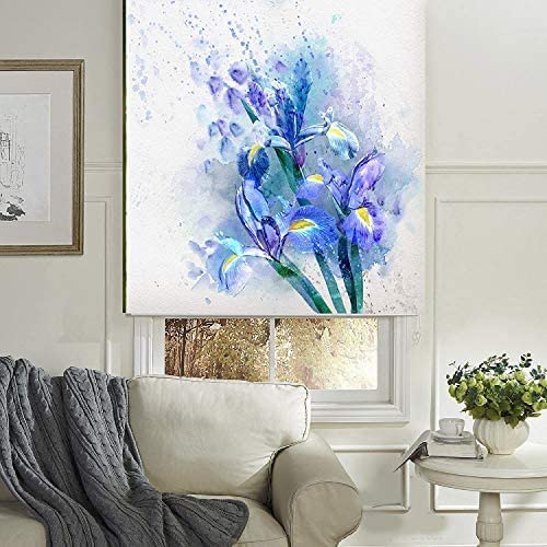 Buy Kayra Decor Blackout Roller Blinds for Window - Iris Flower ...