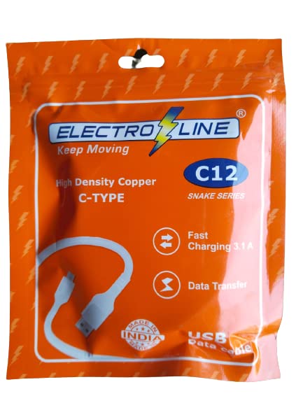 Electro LINE C12 Mobile USB Data Cable Type - C 3.1A Pack of (1 ...