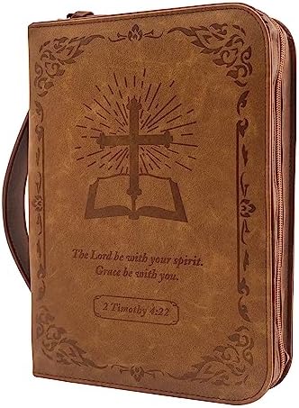 GraduatePro Bible Cover Case, Psalm 46:10, PU Leather Zippered Bag with ...