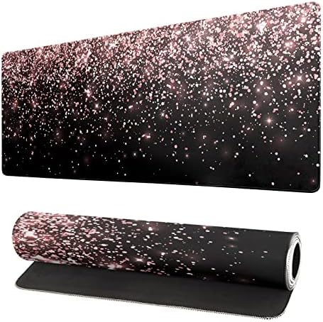 Amazon.com: Rose Gold Glitter Black Gaming Mouse Pad, Extended Large ...
