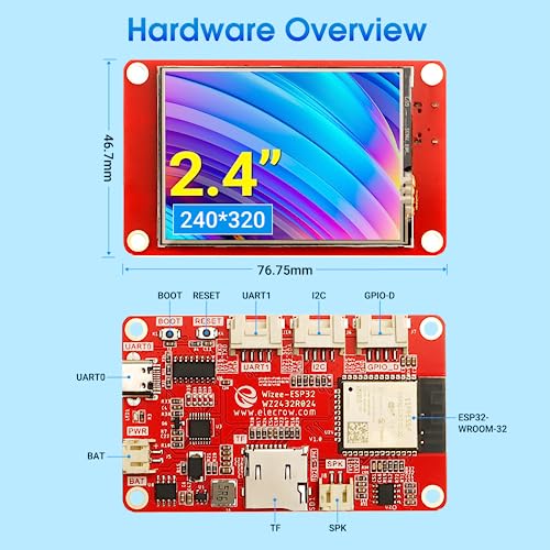 ELECROW ESP32 Monitor, 2.4 Inch 240×320 SPI TFT LCD HMI Display Touch ...