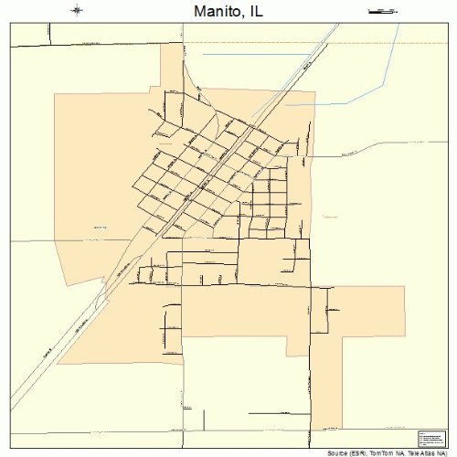 Large Street & Road Map of Manito, Illinois IL - Printed poster size ...