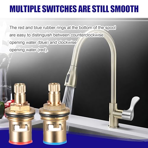 EUIOOVM Replacement Tap Valves 2 Set 1/2″ Brass Tap Cartridge Valves ...