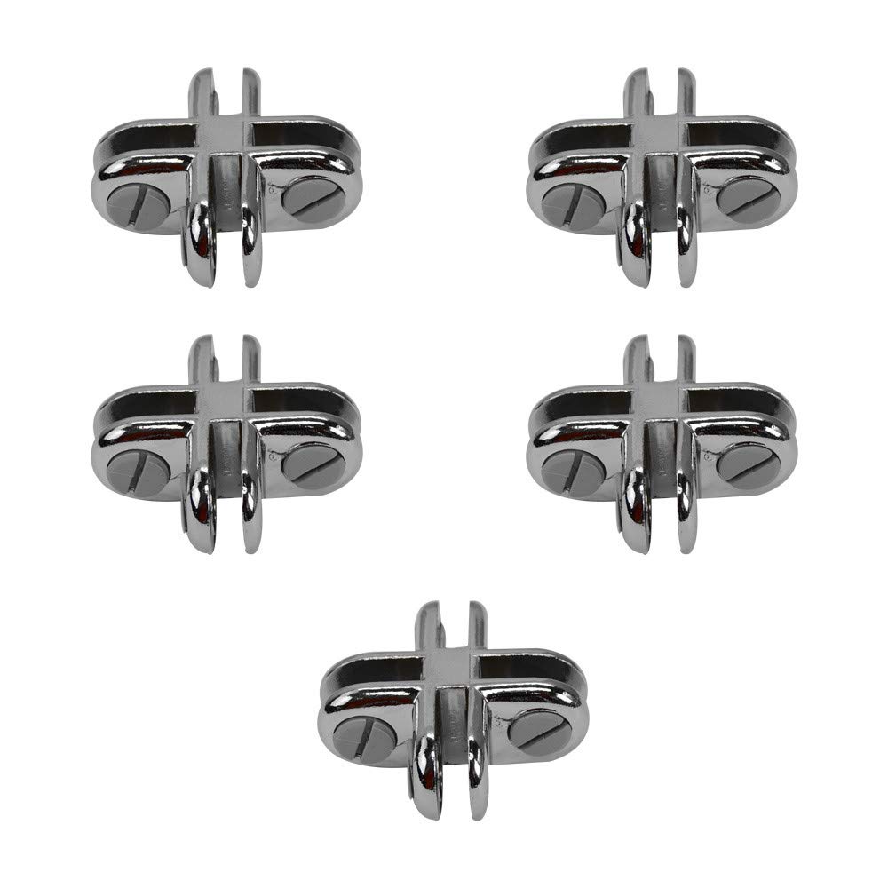 Amazon.com: Prolinemax 5 PCS Chrome 4 Way Glass Cube Connector Clip 3/ ...