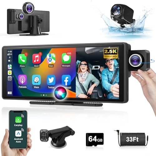 Amazon.com: 10.26" Wireless Smart Carplay Monitor for Car, Carplay ...