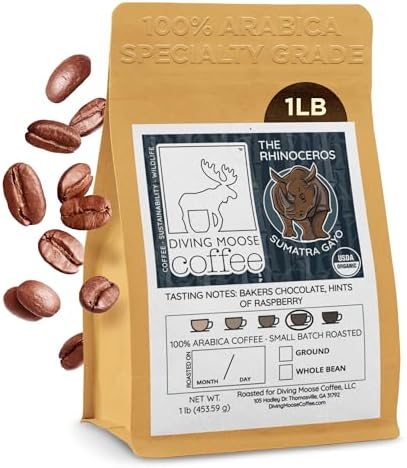 Amazon.com : Diving Moose Coffee - The Rhinoceros Sumatra Gayo USDA ...
