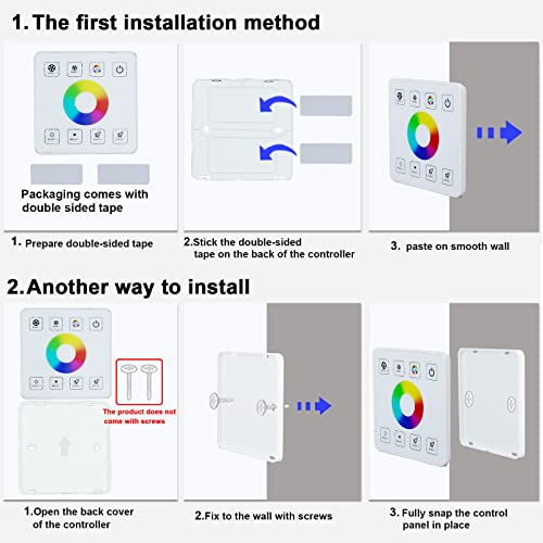 TOPAI RGBW Touch Panel LED Controller RF 433Mhz Wireless Remote Control ...