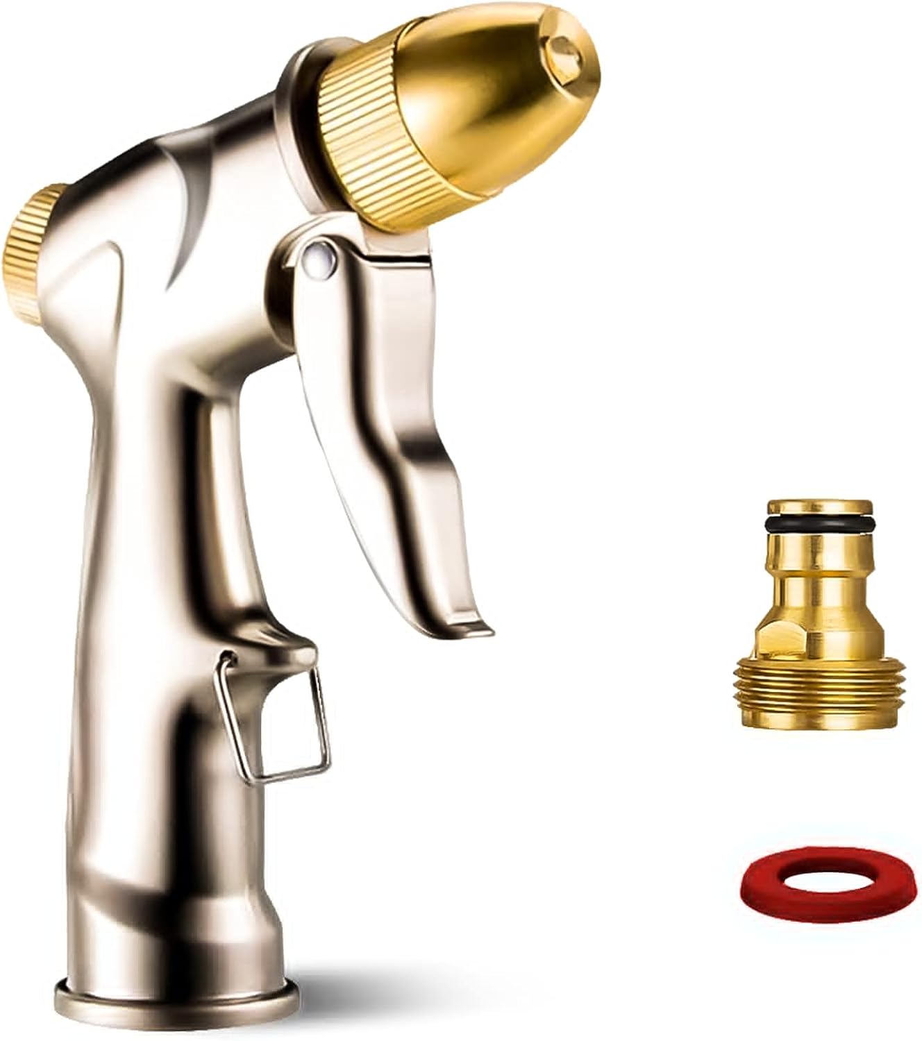 Garden Hose Pipe Spray Gun with Full Brass Nozzle,Heavy Duty Hose Metal ...
