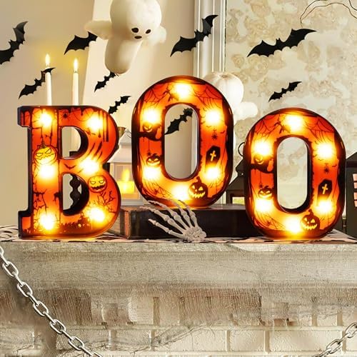 Amazon.com: Halloween Decorations Indoor - 3 LED Light Up Letters Boo ...