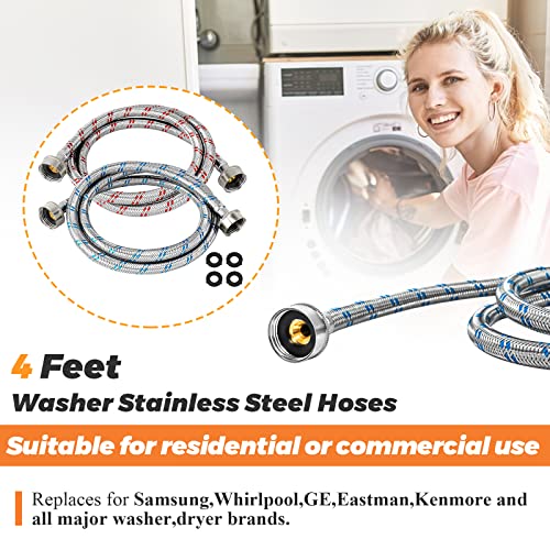 Snapklik.com : Beaquicy 4 Ft Washing Machine Hoses Burst Proof Braided ...