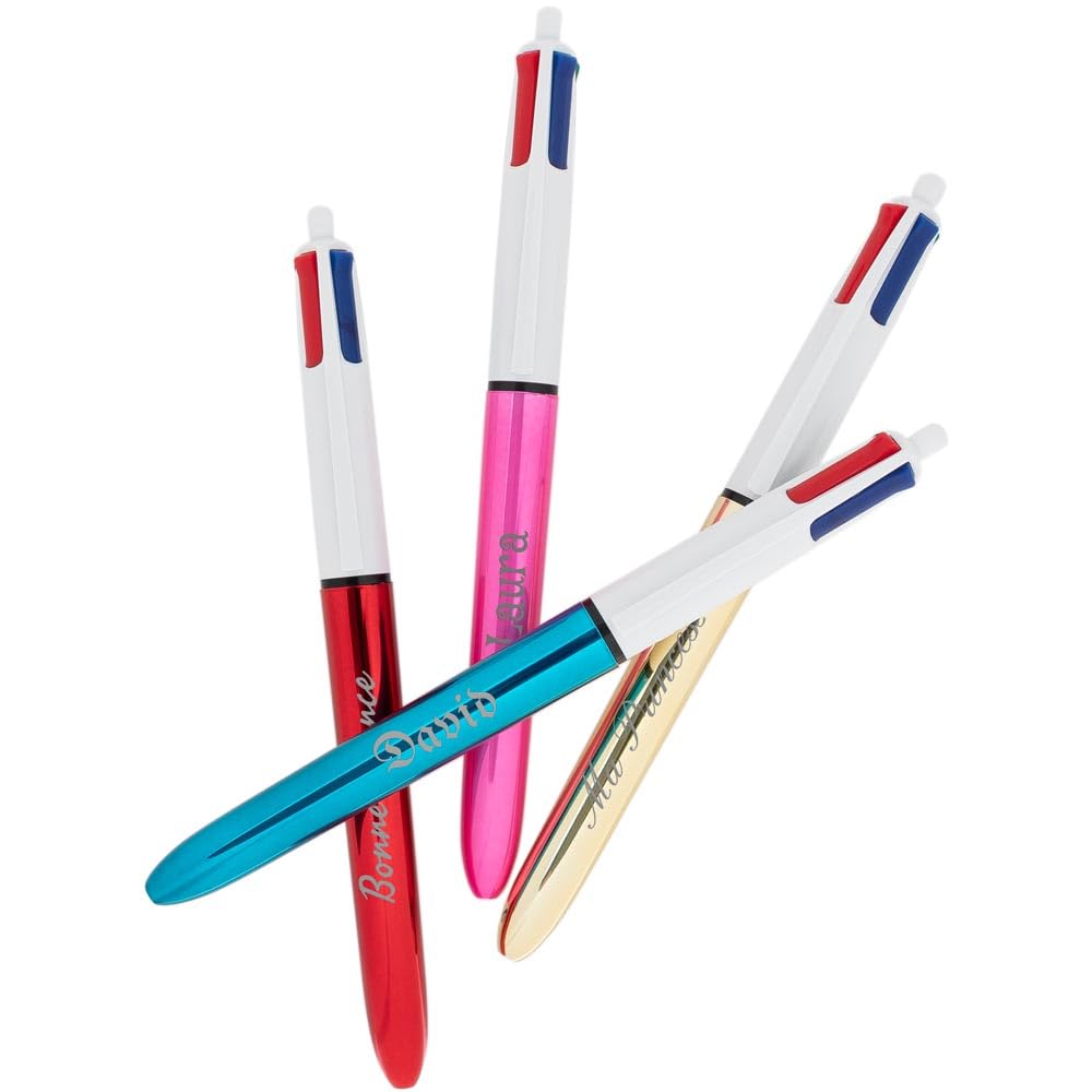 Stylo 4 couleurs personnalisé créé à l’aide du célèbre stylo - Gravure ...