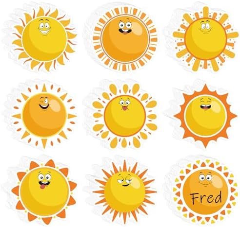 Amazon.com: JarThenaAMCS 135Pcs Sun Stickers for Kids Cartoon Sun Shape ...