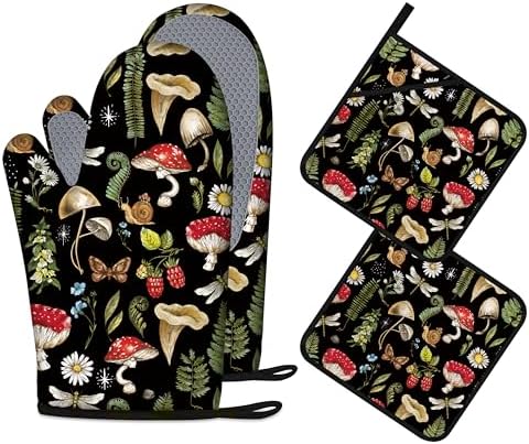 Amazon.com: Boho Floral Oven Mitts and Pot Holders Sets of 3, Heat ...