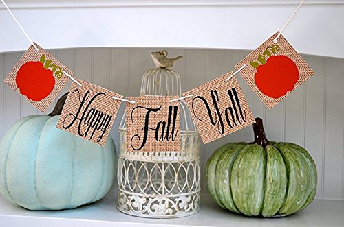 Amazon.com: Happy Fall Y'all banner, burlap fall banner, burlap sign ...