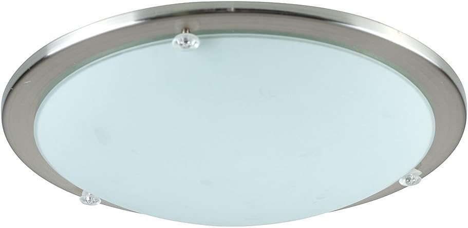 MiniSun Modern Bezel Chrome and Frosted Opal White Glass Flush Round ...