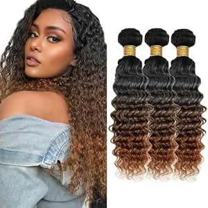 Amazon.com : Omber Brown Bundles Human Hair #4 Deep Wave Bundles 26 28 ...