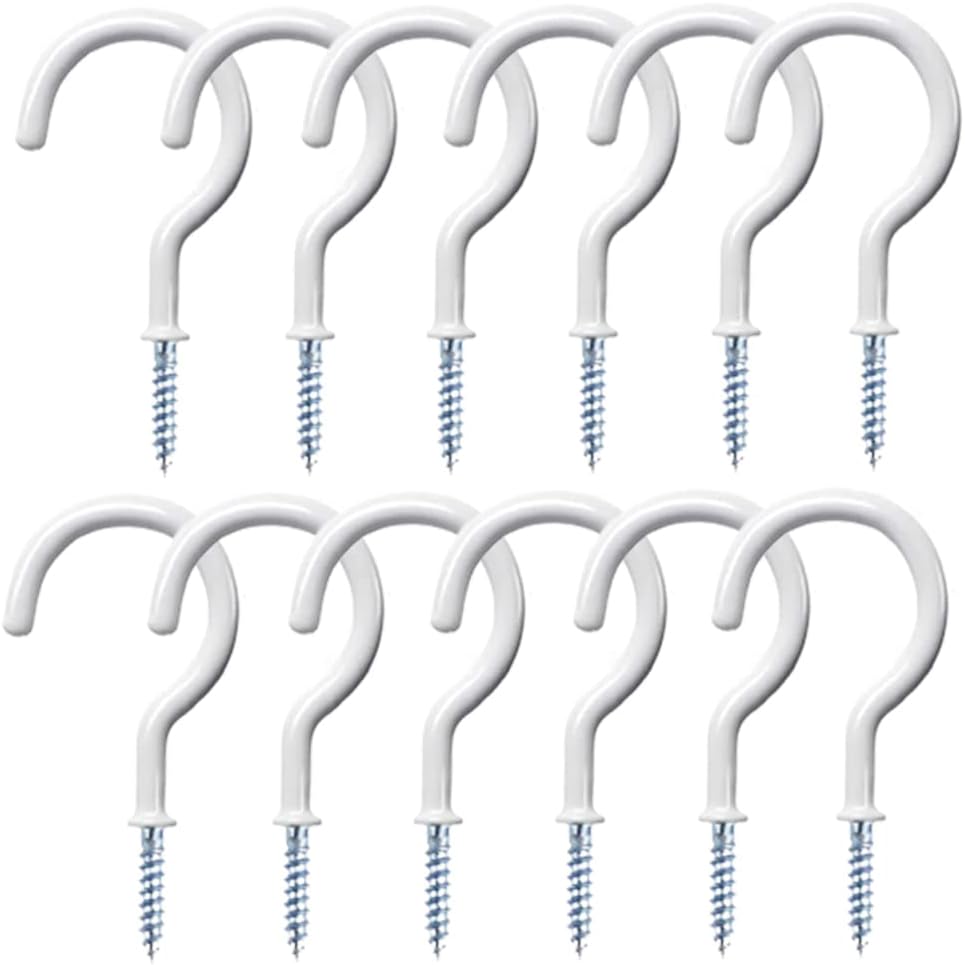 xiaozhenjida 30 Pcs White Vinyl Coated Screw Hooks Screw-in ...