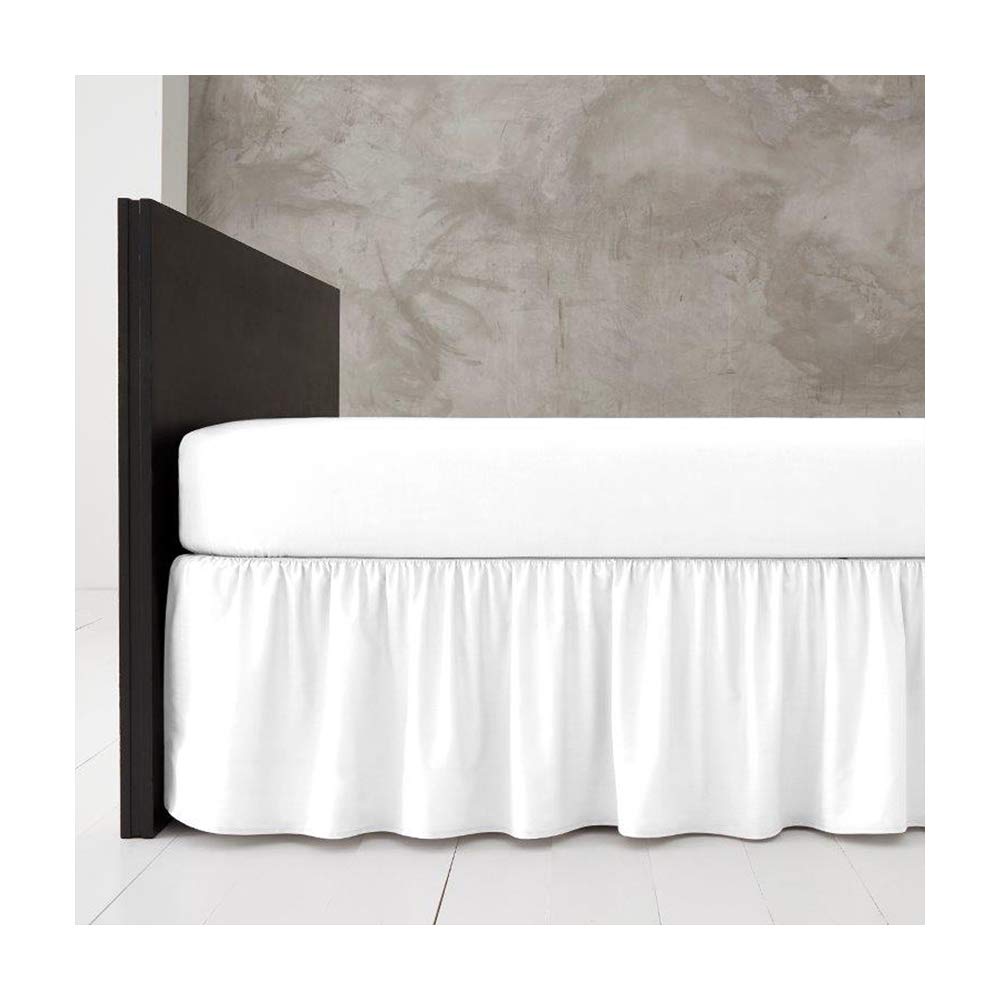 Poly Cotton Base Valance Bed Sheet Plain Dyed 16" Inches Drop Frilled ...