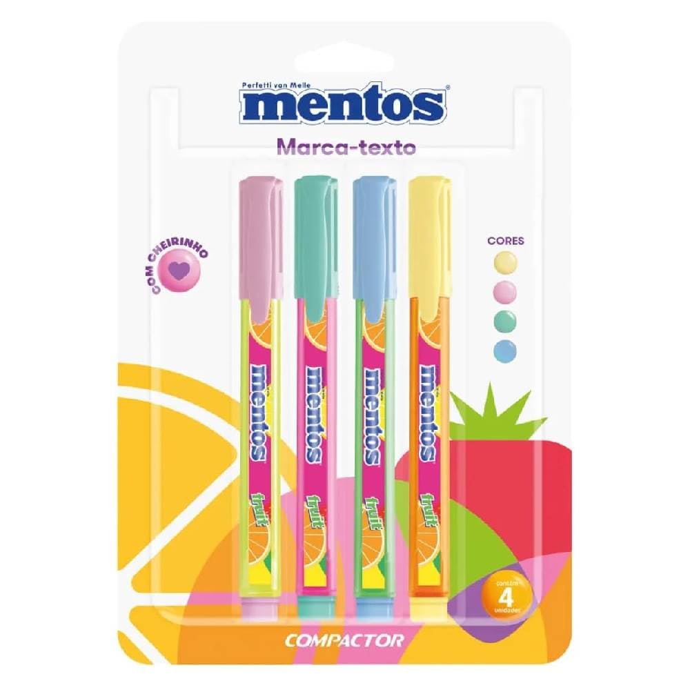 Marca Texto Mentos Com Cheirinho 4 Cores Compactor | Amazon.com.br