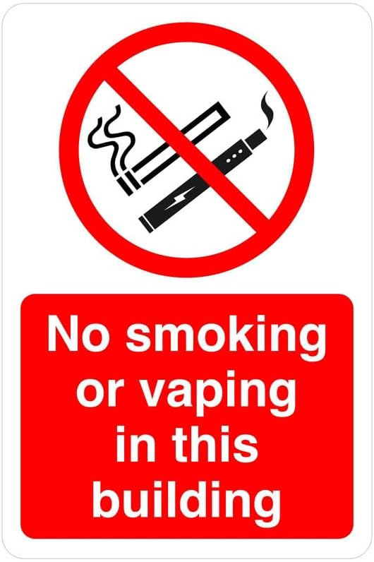 No smoking or vaping in this building safety sign- 1.2mm Rigid plastic ...