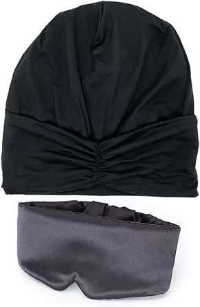 Amazon.com: Kitsch Satin Hair Bonnet and Satin Sleep Mask Bundle with ...