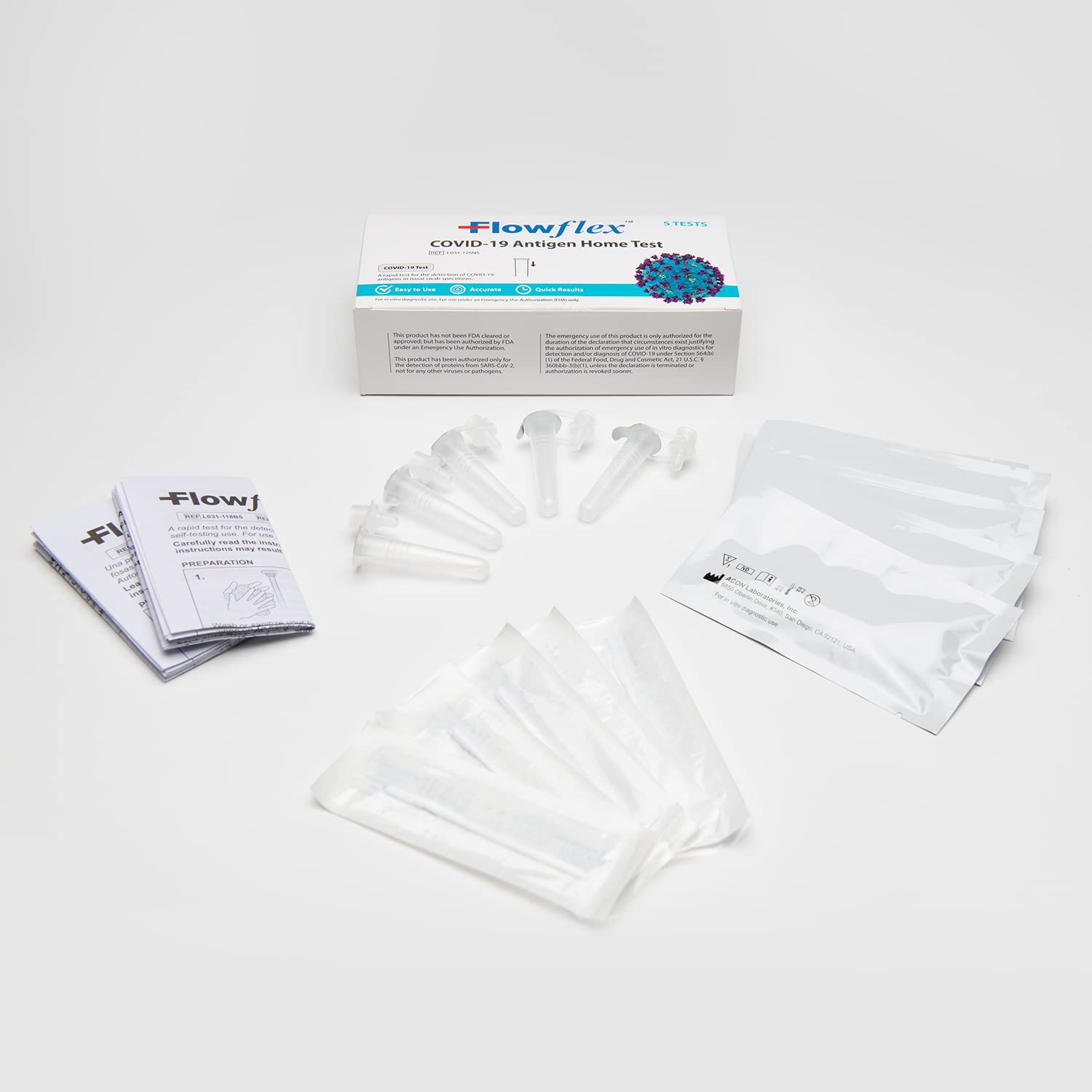 Snapklik.com : Flowflex COVID-19 Antigen Home Test Kit, 1 Pack, 5 Tests ...