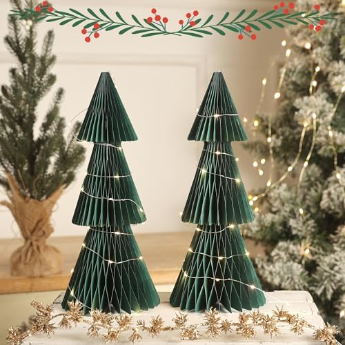 Amazon.com: Faccito 8 Pcs Paper Christmas Honeycomb Trees Centerpiece ...