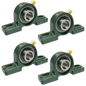 Tonmp 4 Pack UCP204-12 Pillow Block Mounted Ball Bearing - 3/4" Bore - Solid Cast Iron Base ...