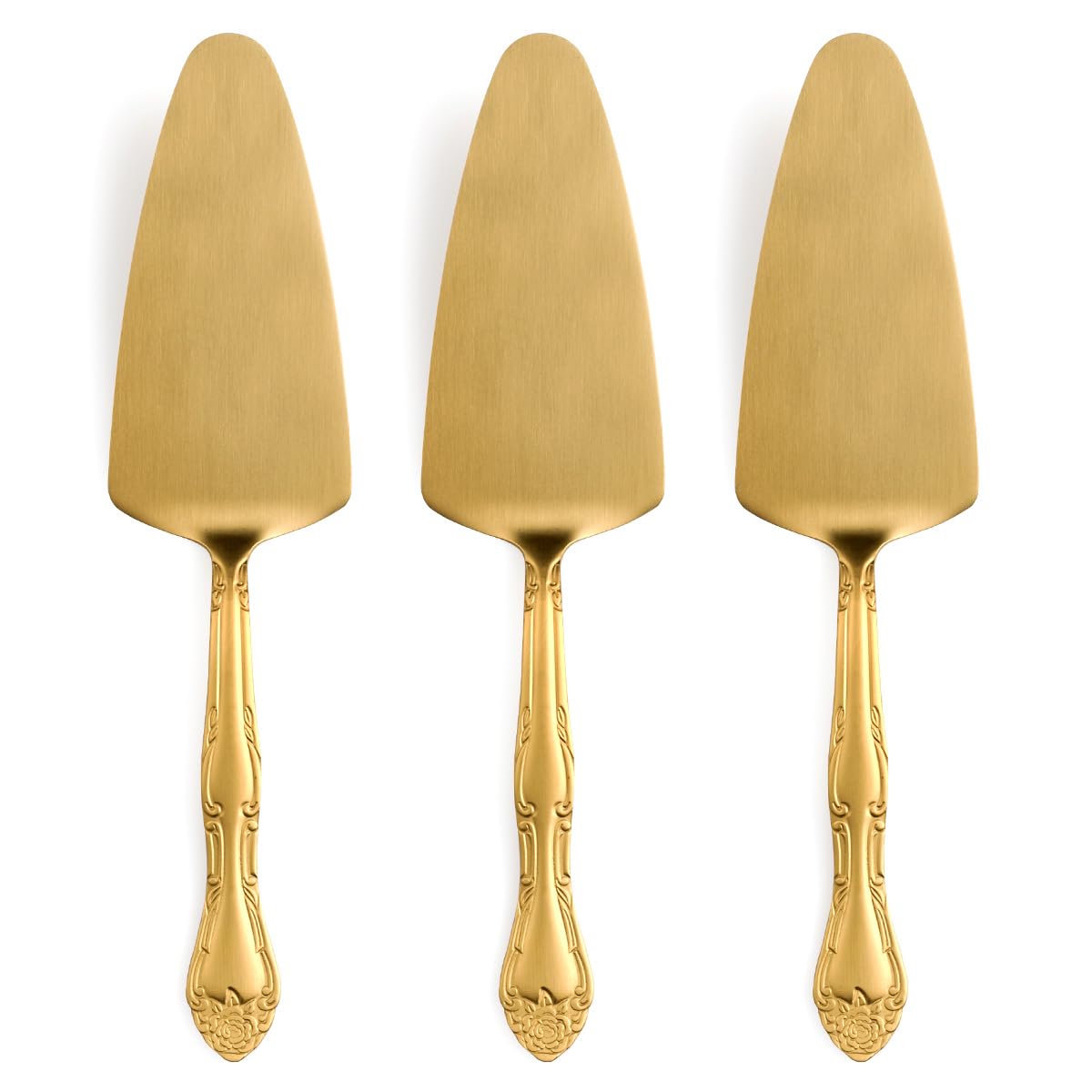 Amazon.com | Deeny Jarte 9.3-Inch Matte Gold Cake Servers with Rose ...