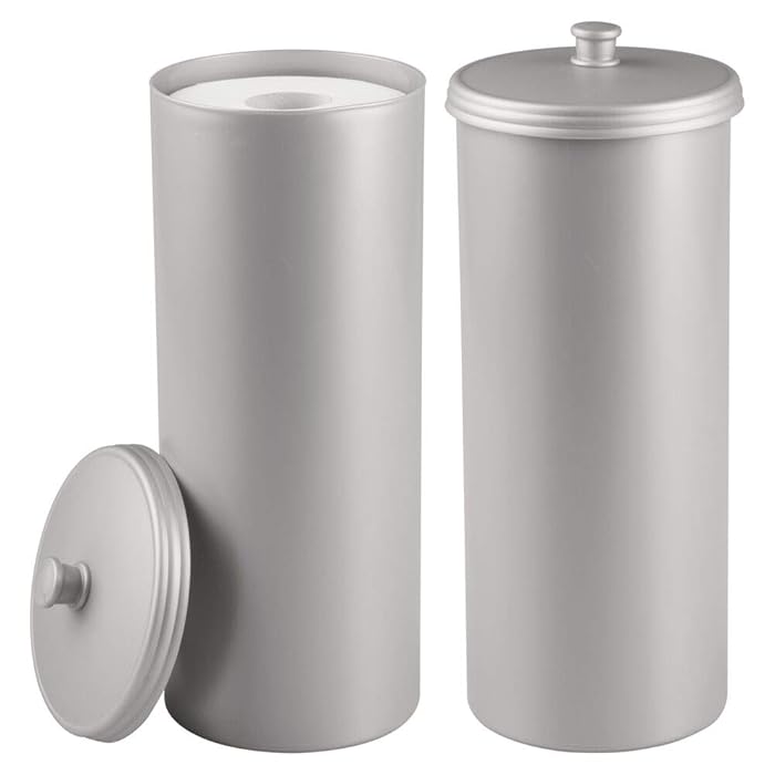 Buy mDesign Free Standing Toilet Roll Holder - Set of 2 - Plastic ...