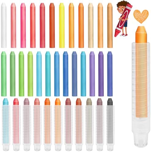 Sinofort 36Pcs Dustless Chalk Colored Chalk Twistable Chalk Drawing ...