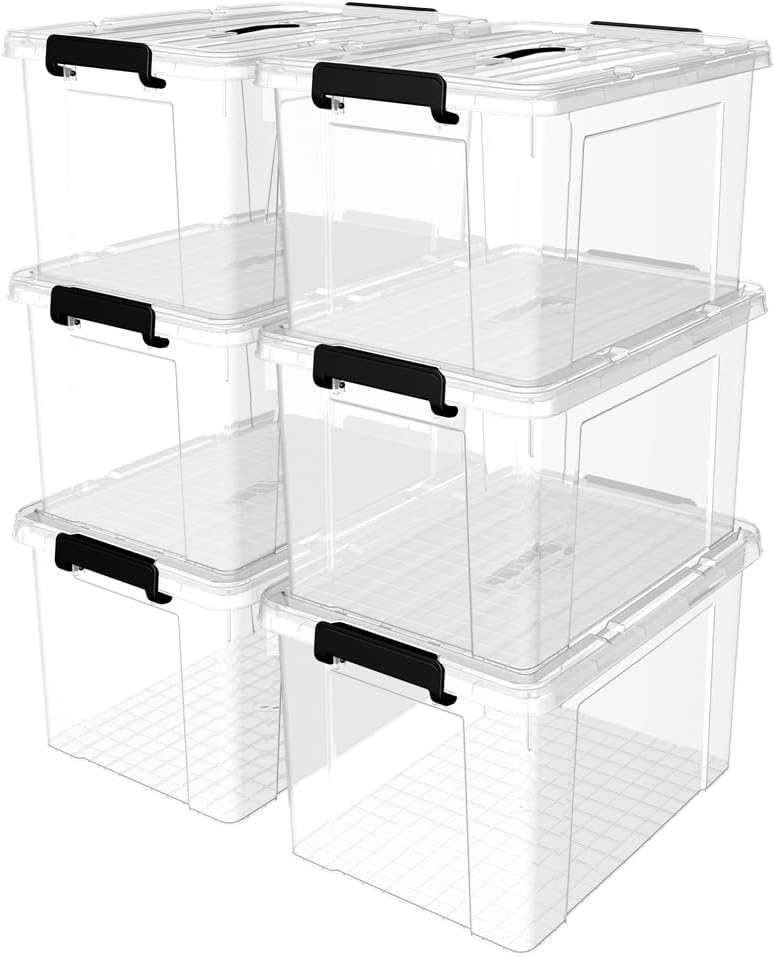 Amazon.com - Cetomo Plastic Storage Bin Box Organizing Container with Lid and Secure Latching ...