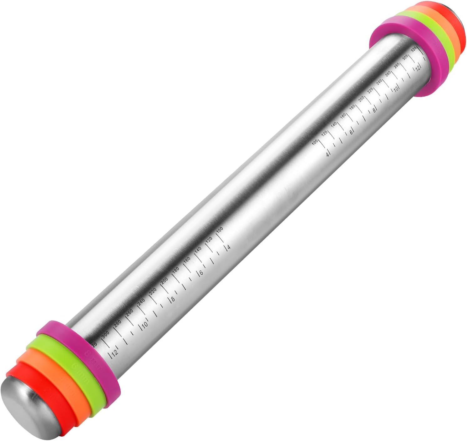 Amazon.com: Stainless Steel Rolling Pin with Adjustable Thickness Rings ...