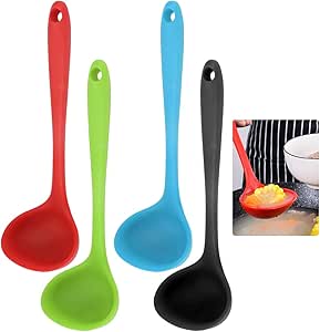 Set de 4 Louche de Cuisine en Silicone,Résistance à la chaleur,21cm ...