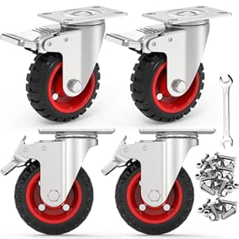 Amazon.co.jp: COOWOO 4インチ キャスター 4個セット 車輪 ブレーキ付き 高耐久性 耐荷重450kg 360度回転 静音 ミュートシリーズDIY家具交換キット ホイール径 ...
