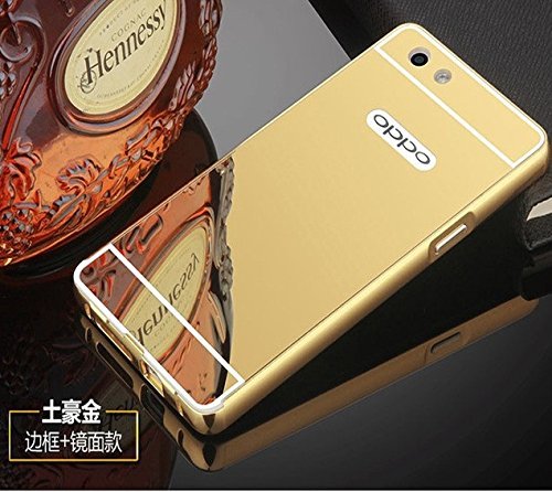 Luxury Metal Bumper + Acrylic Mirror Back Cover Case For Oppo F1s Gold ...