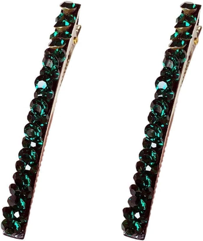 2Pcs Shiny Green Rhinestone Hair Clips for Women and Girls - Hair ...