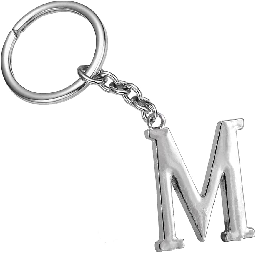 ELISE & FONDA Z712 Alphabet Initial Letter M Charm Keychain Key Ring ...