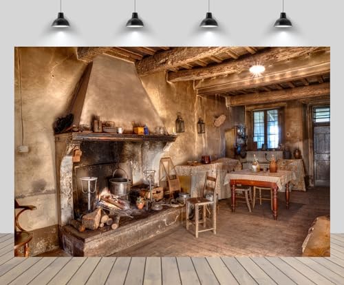 Amazon.com : CHNYWORK 8ftx6ft Old Farmhouse Kitchen Backdrop Western ...