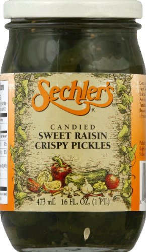 Amazon.com : Sechler's Candied Sweet Raisin Crispy Pickles 16-oz. glass ...