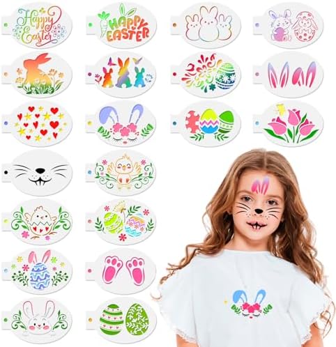 Amazon.com: HOWAF 20pcs Easter Face Paint Stencils, Easter Bunny Face ...