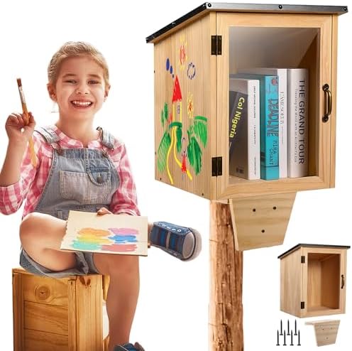 Amazon.com: Exttlliy Outdoor Library Book Box Storage Small Wood ...