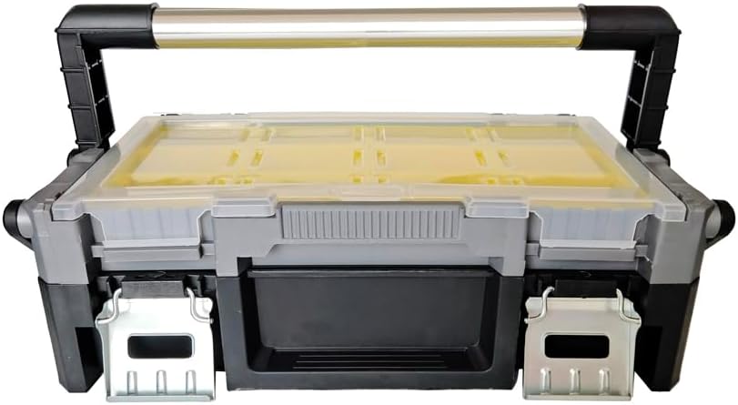 18.2" Portable Plastic Cantilever Tool Box Organizer with Removable ...