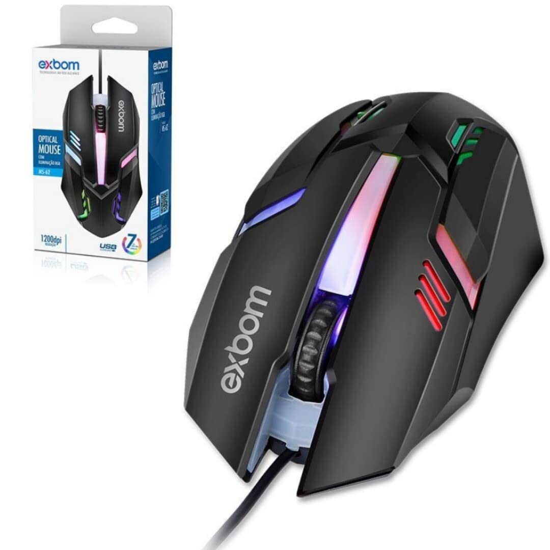 Mouse Gamer Usb Led Rgb 1200DPI Exbom - MS-62 | Amazon.com.br